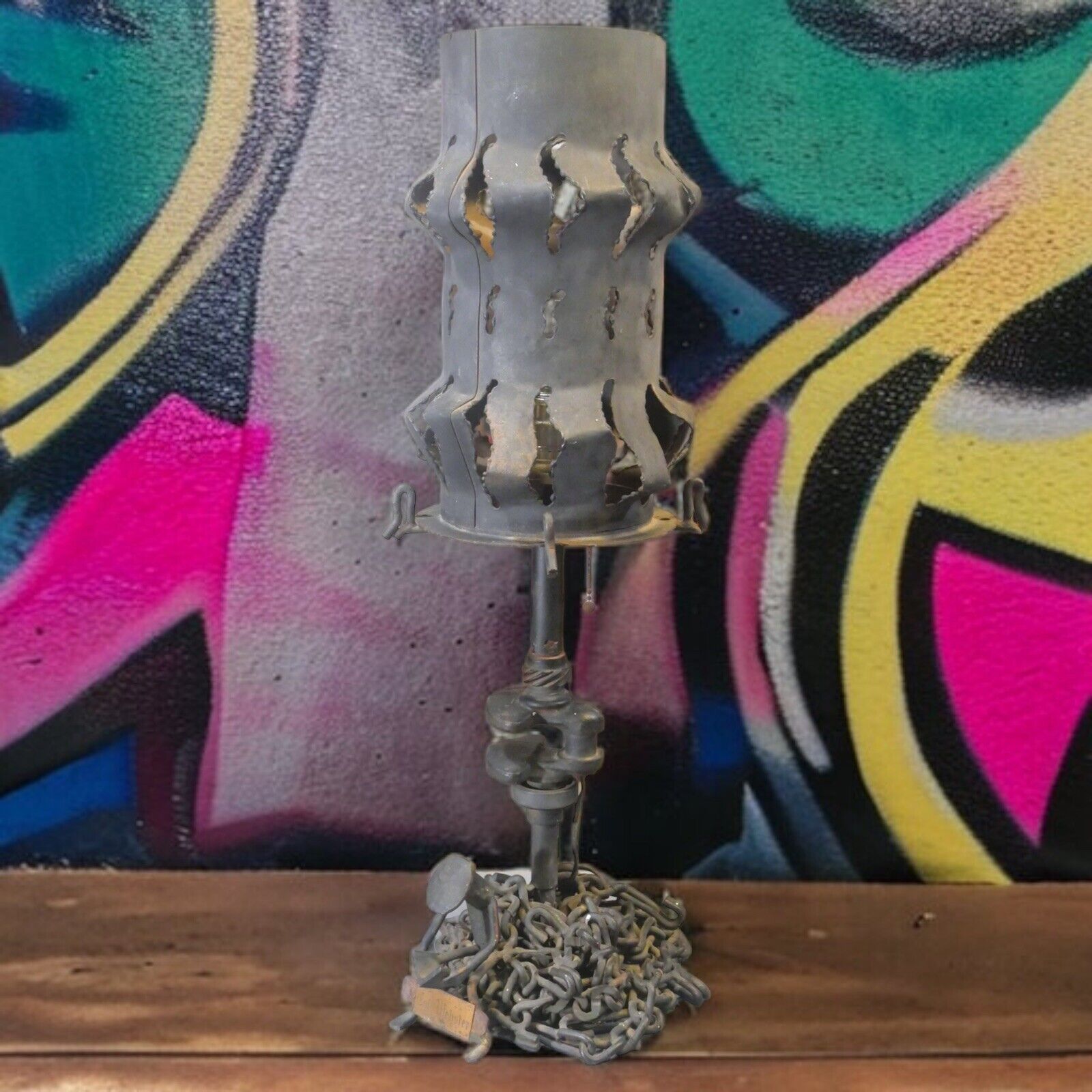 Mid 20th Century American Brutalist Scrap Metal Sculptural Table Lamp ...